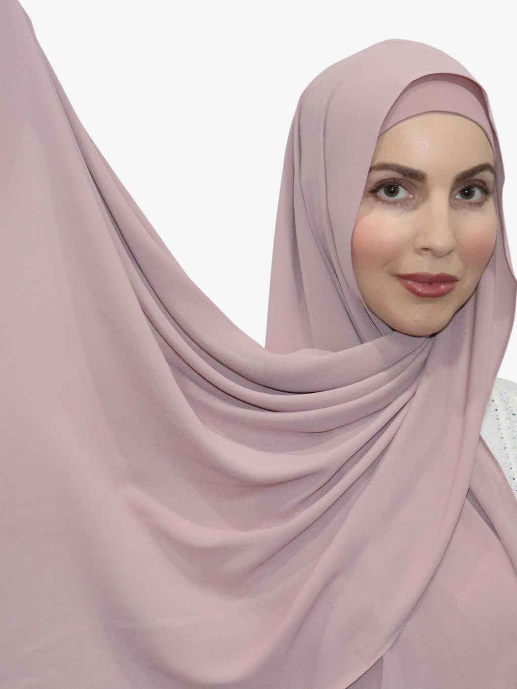 Premium Matching Chiffon Hijab Set - Woodrose