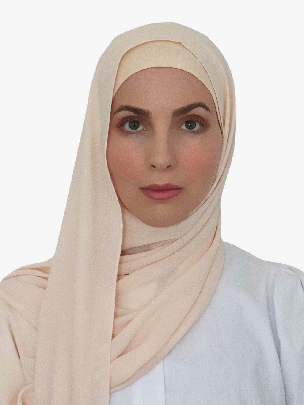 Premium Matching Chiffon Hijab Set - Pastel Rose Tan