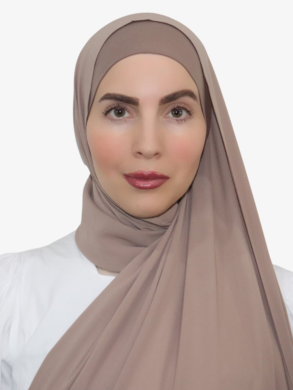 Premium Matching Chiffon Hijab Set - Tahini