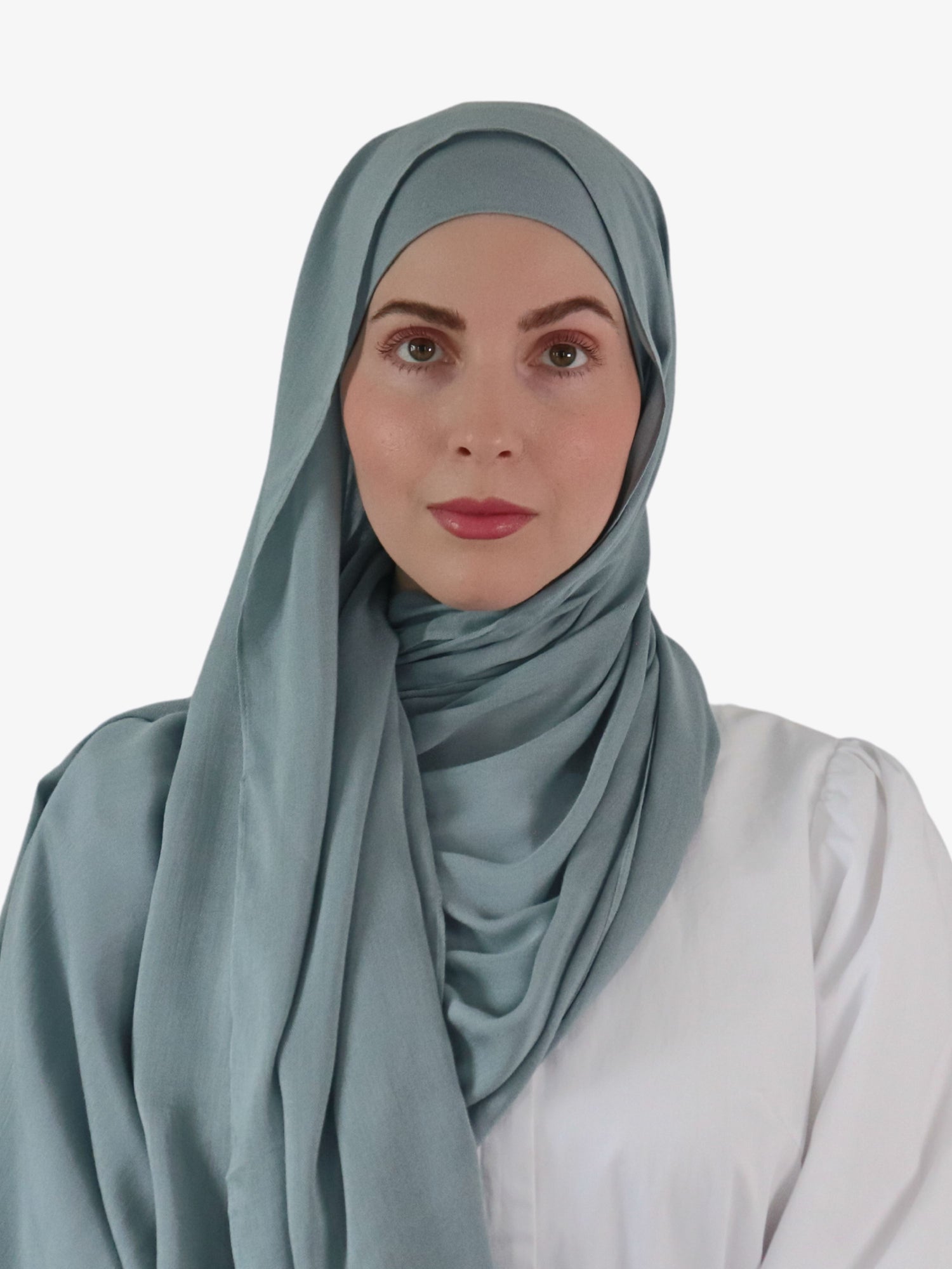 Premium Matching Modal Hijab Set - Misty Blue